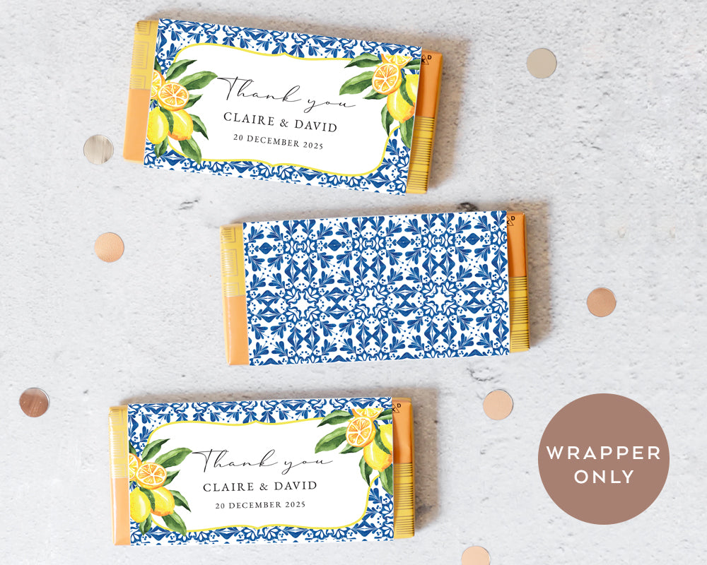 8pcs Personalised Amalfi Lemon Style Aldi Chocolate Wrapper – Pantry Envy