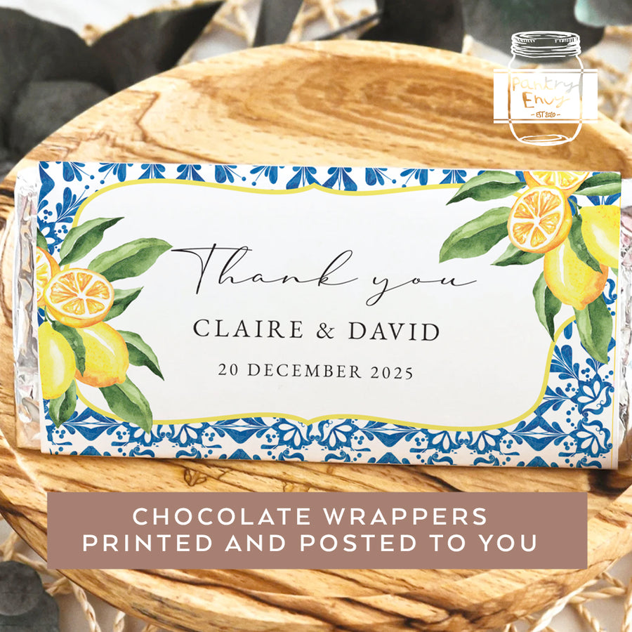 8pcs Personalised Amalfi Lemon Style Aldi Chocolate Wrapper – Pantry Envy