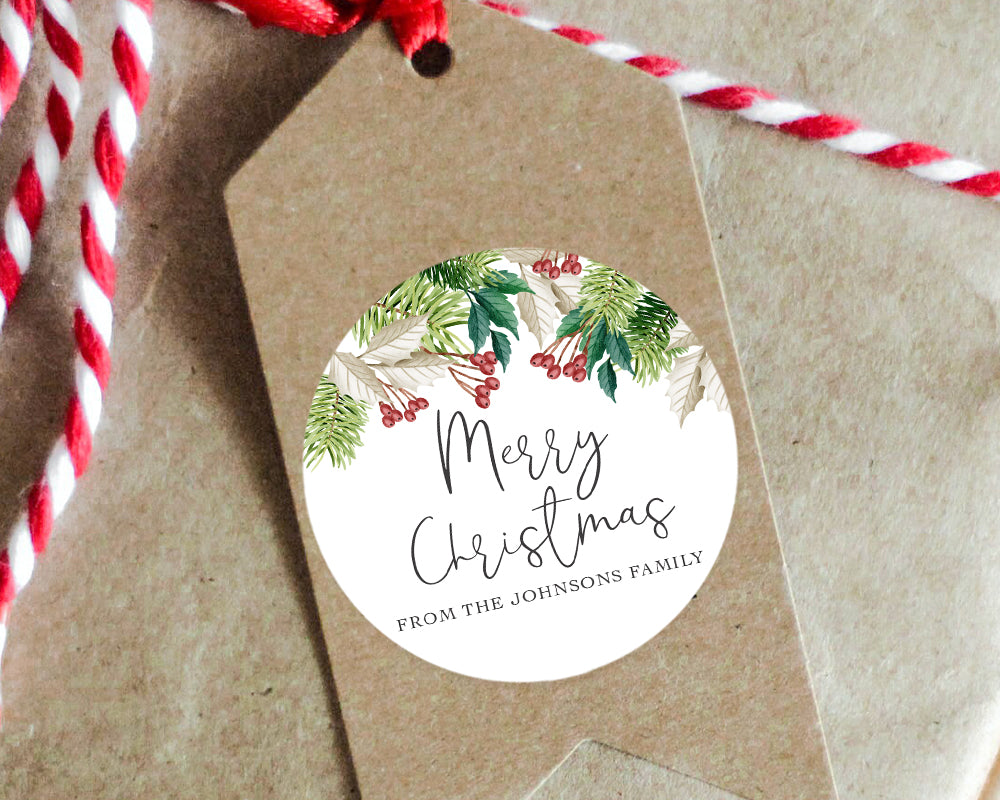 Personalised Christmas Watercolour Floral Illustration Gift Stickers ...